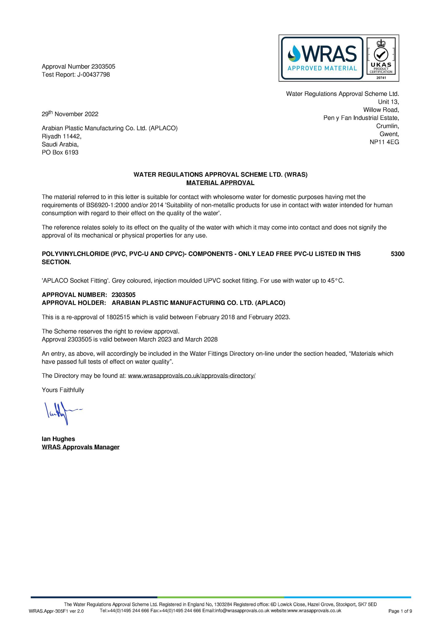 CERTIFICATES - Aplaco